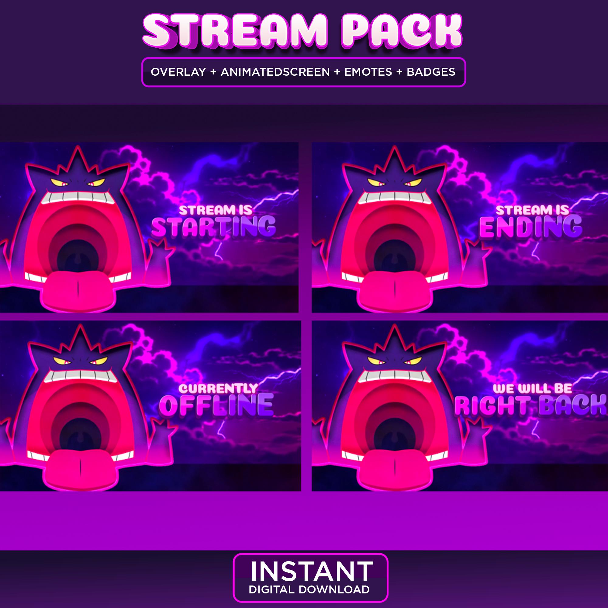 Gengar Twitch Stream Pack | Haunter Ghost Twitch Overlay | Twitch ...