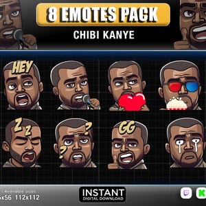 8 Emotes Chibi Rapper Twitch ,discord ,youtube | Black Man Emotes ,bold ...