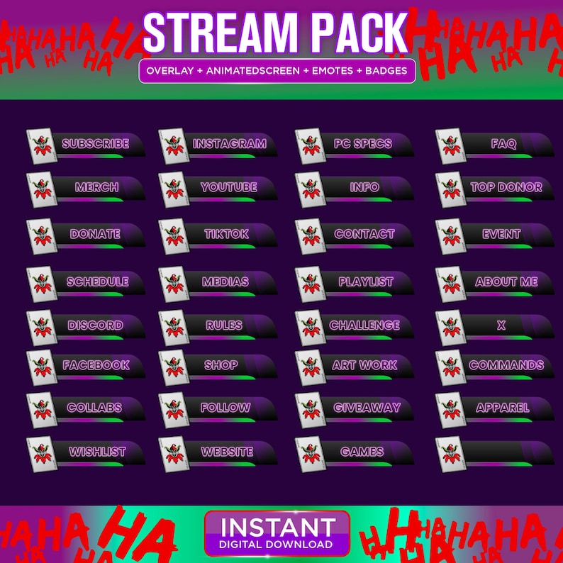 Joker Card Twitch Stream Pack | Superhero Twitch Overlay | Twitch ...