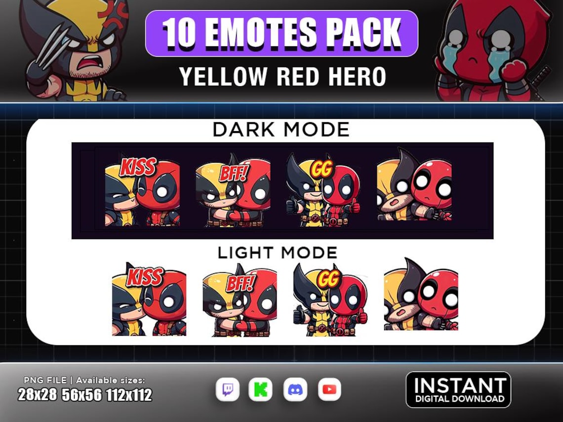 10 Emotes Chibi Deadpool Wolverine Twitch ,discord ,youtube | Emotes ...