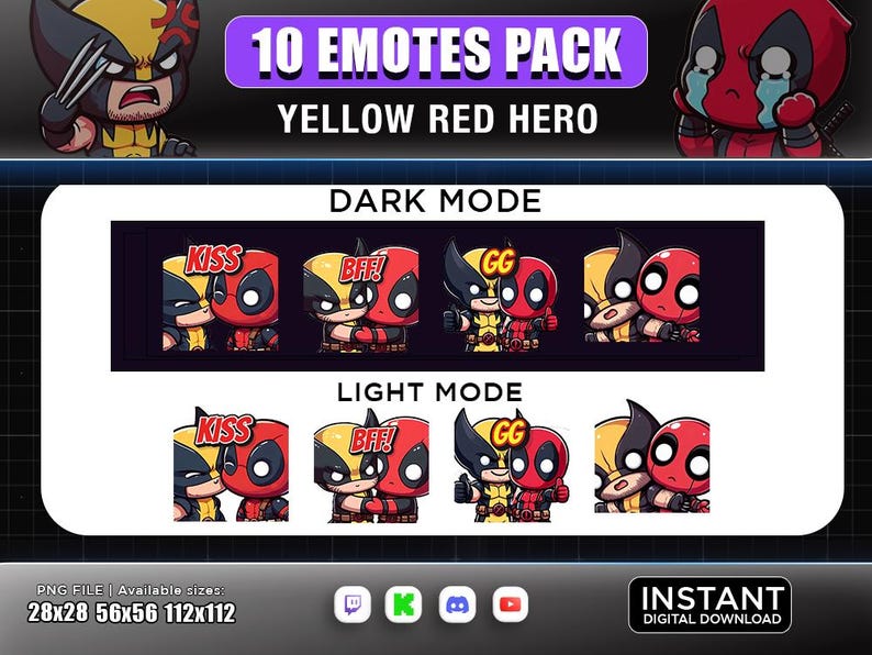 10 Emotes Chibi Deadpool Wolverine Twitch ,discord ,youtube | Emotes ...