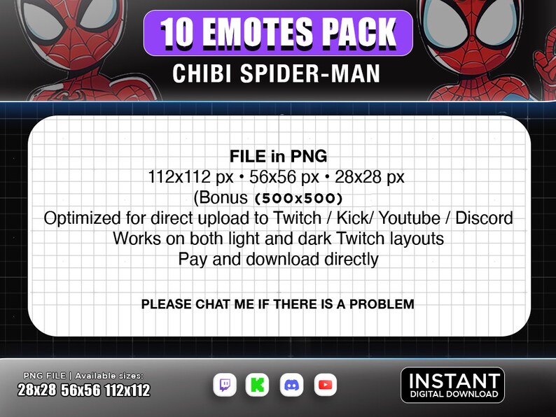 10 Emotes Chibi Spider-man Twitch ,discord ,youtube | Emotes ,superhero ...