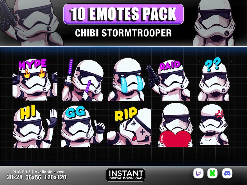 10 Emotes Chibi Stormtrooper Twitch ,discord ,youtube | Stormtrooper ...