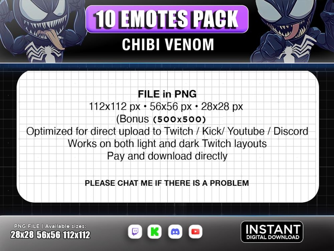 10 Emotes Chibi Venom Twitch ,discord ,youtube | Emotes ,superhero ...
