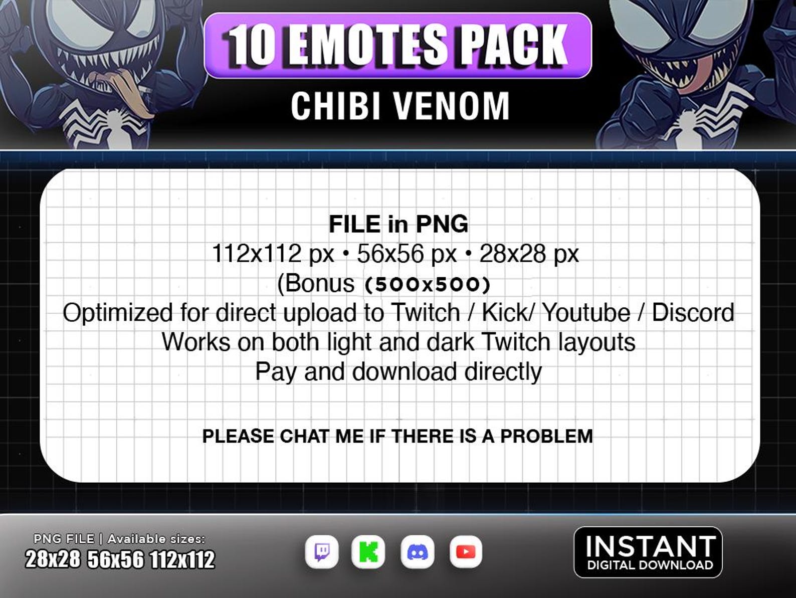 10 Emotes Chibi Venom Twitch ,discord ,youtube | Emotes ,superhero ...
