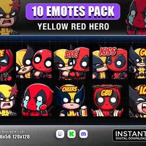 10 Emotes Chibi Deadpool Wolverine Twitch ,discord ,youtube | Emotes ...