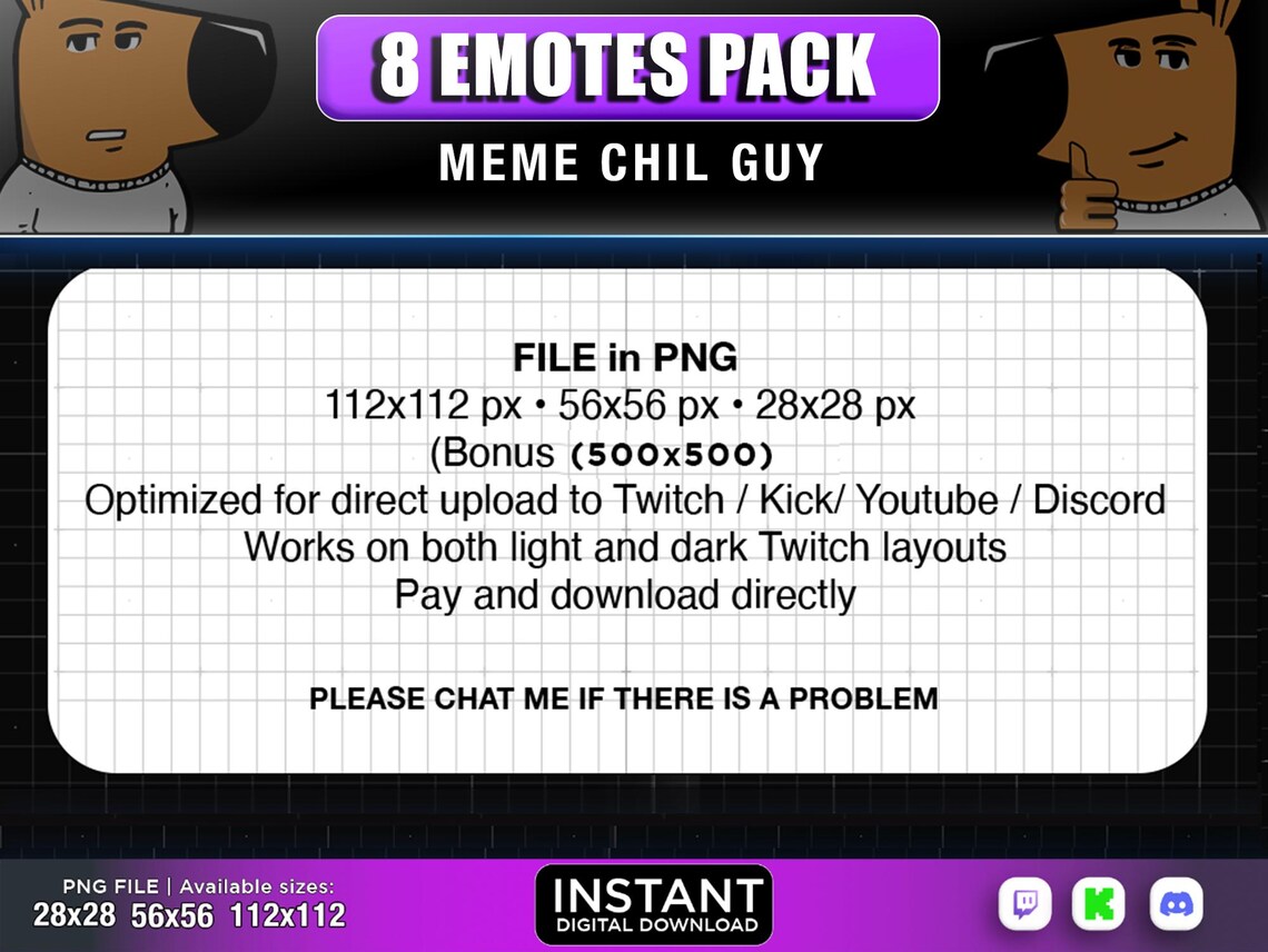 8 Emotes Meme Guy Twitch ,discord ,youtube | Emotes ,chill Emote ...
