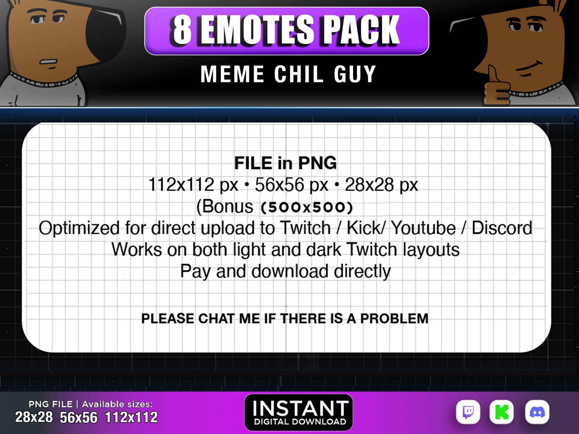 8 Emotes Meme Guy Twitch ,discord ,youtube | Emotes ,chill Emote ...
