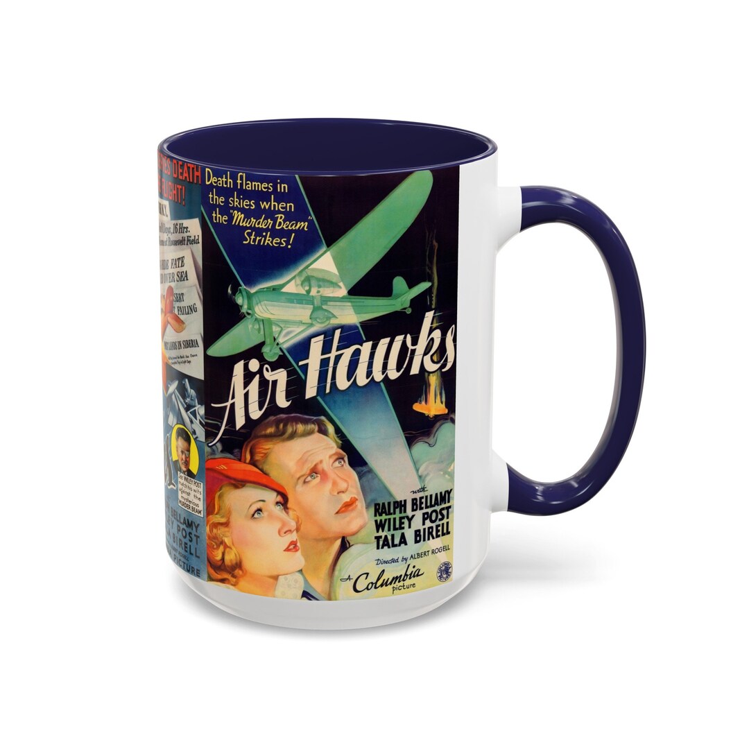 Air Hawks (1935) Ralph Bellamy, Tala Birell Gorgeous Aviation Movie Poster Accent Coffee Mug ...