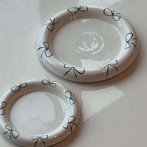 Handmade Cottagecore Ceramic Plate Set: Bow Ribbon Decor - Etsy