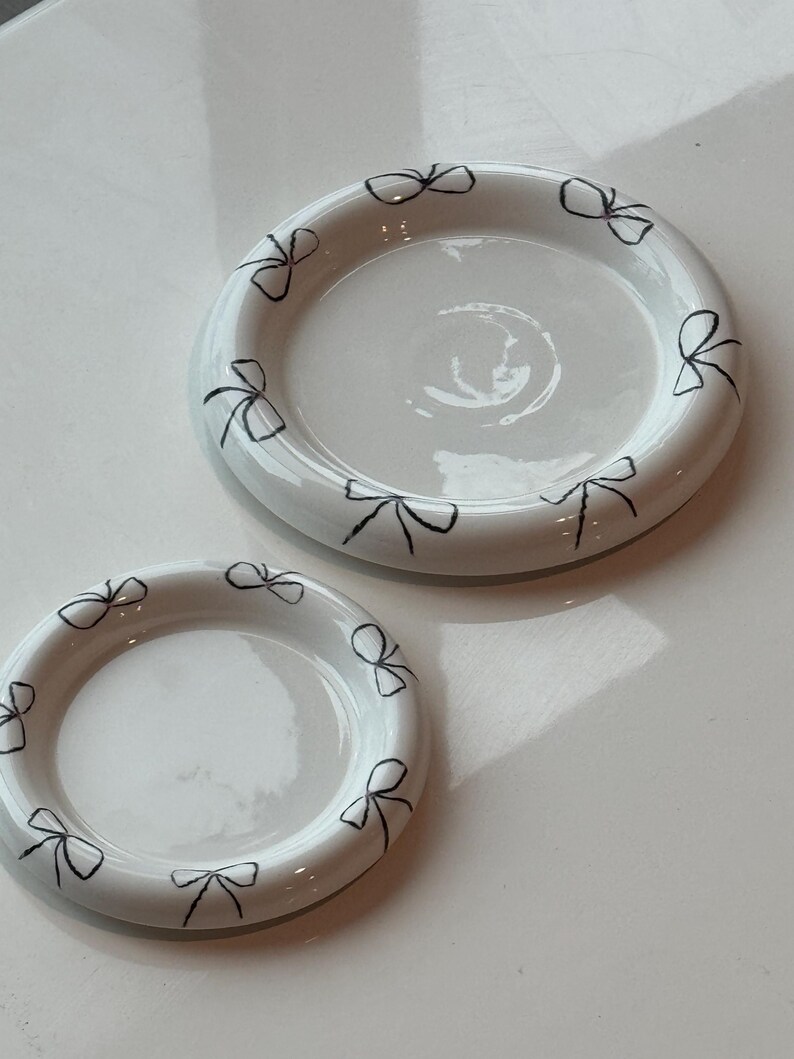 Coquette Cottagecore Ceramic Plate Set – Bow Ribbon Plates - Etsy