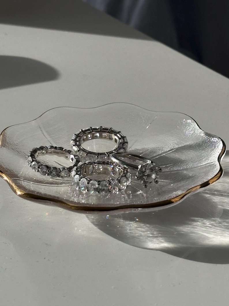 Gold Glass Jewelry Trinket Dish: Engagement Ring Organizer - Etsy