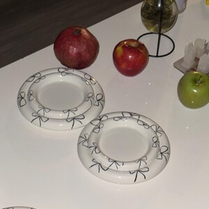 Coquette Ceramic Plate Set: Cottagecore Bow Decor - Etsy