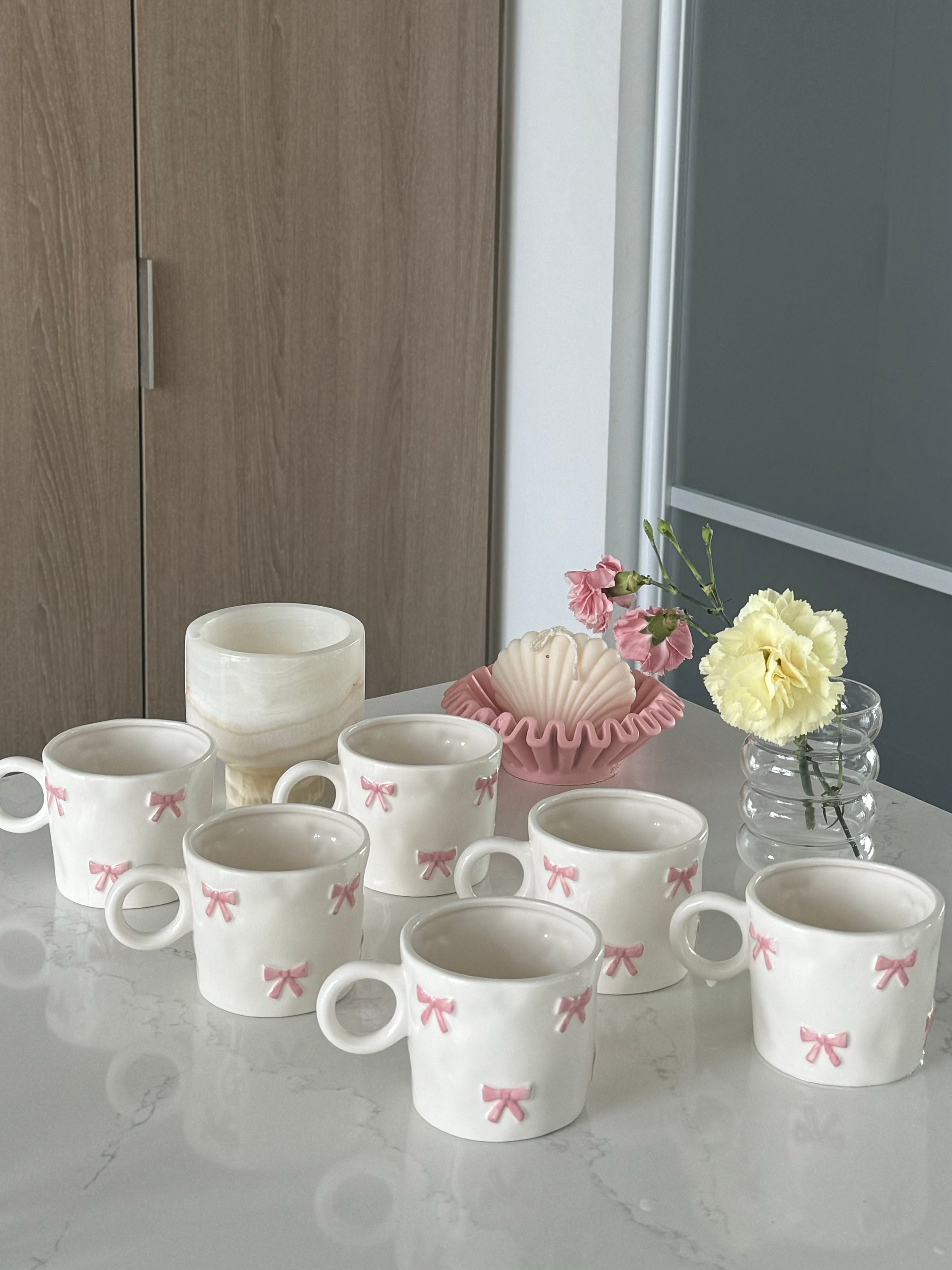 Handmade Coquette Pink Bow Mug | Ribbon Design for Girly Aesthetic ...