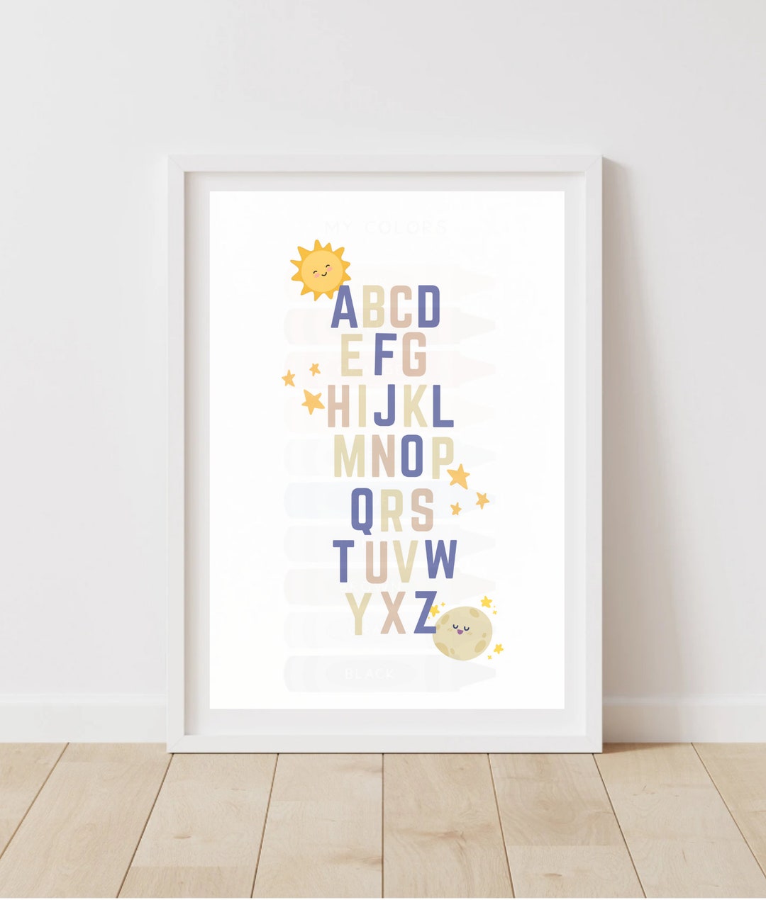 Sun and Moon Digital Alphabet Poster - Etsy