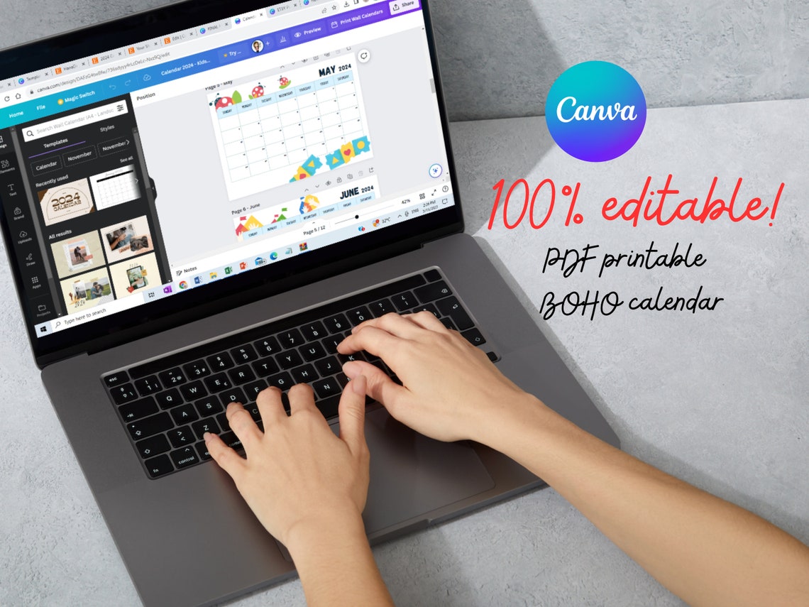 2024 Calendar Canva Template 100% Editable KIDS School DIY Canva ...