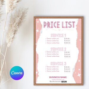 Price List Template, Price List Template Editable, Salon Price List ...
