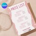 Price List Template, Price List Template Editable, Salon Price List ...