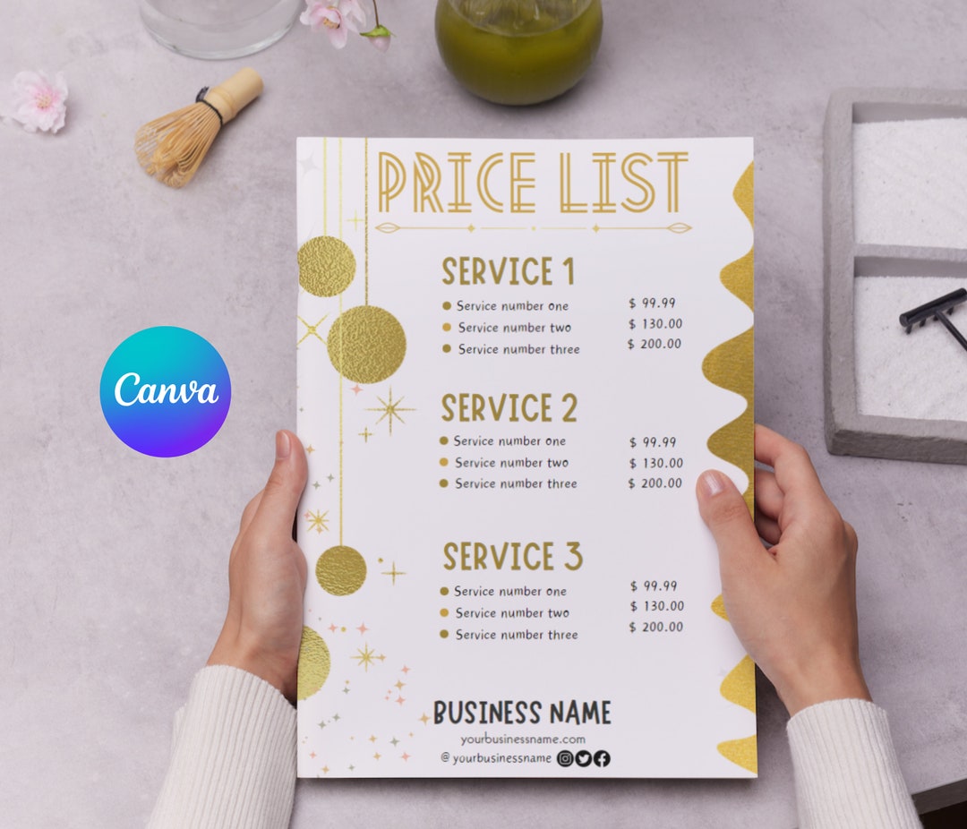 Editable Price List Template, Price List Canva Design Template, Modern Business Price List, Hair ...
