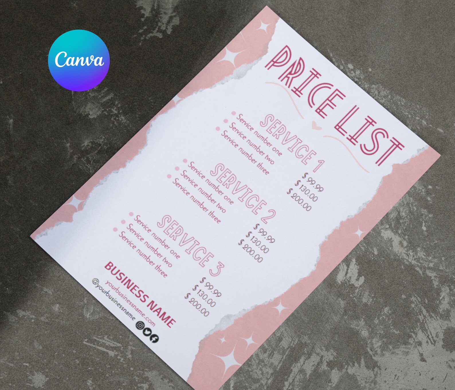 Price List Template, Price List Template Editable, Salon Price List ...