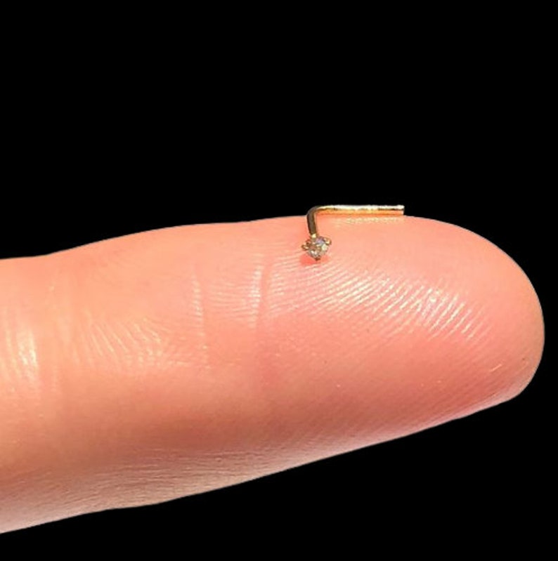 TINY 24K Gold Nose Stud Rose Gold Small Nose Ring Diamond Nose Stud 1mm ...