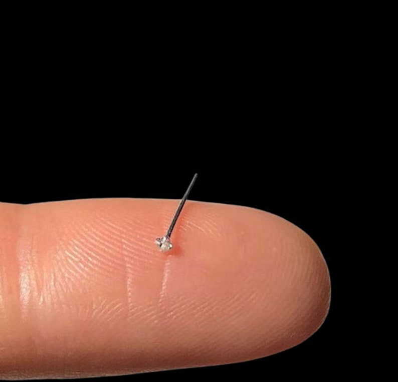 TINY 24K Gold Nose Stud Rose Gold Small Nose Ring Diamond Nose Stud 1mm ...