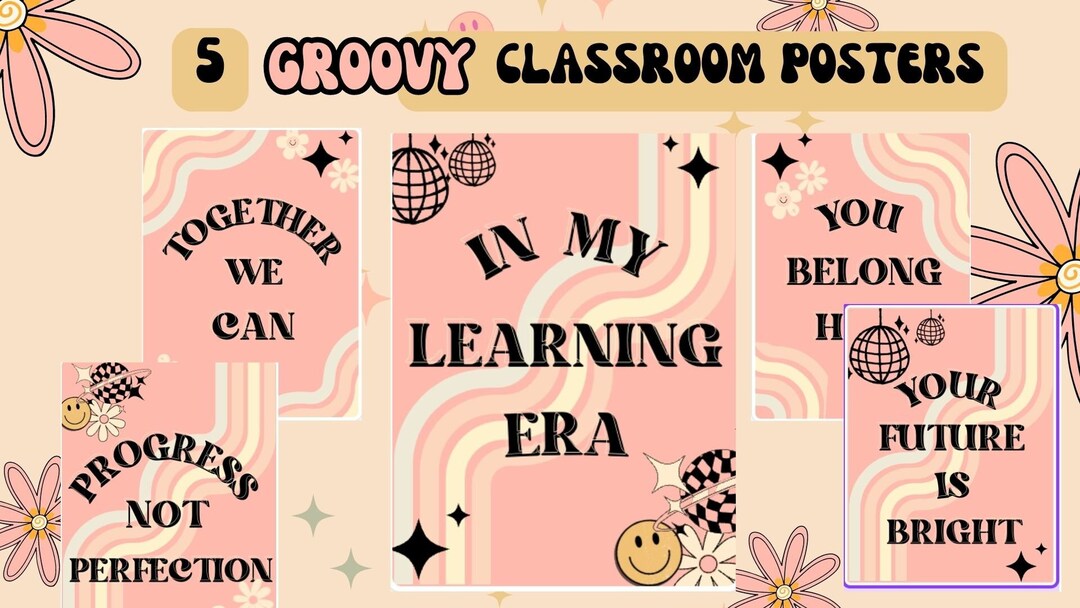5 Groovy Retro Classroom Posters Classroom Inclusion Groovy - Etsy