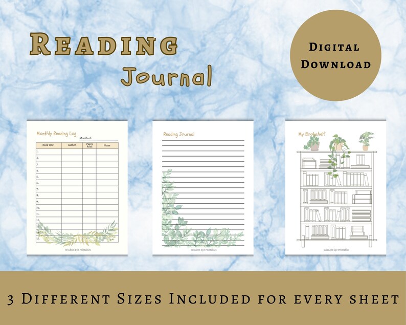 Printable Reading Journal: Book Tracker, Summary, Log (digital Download ...