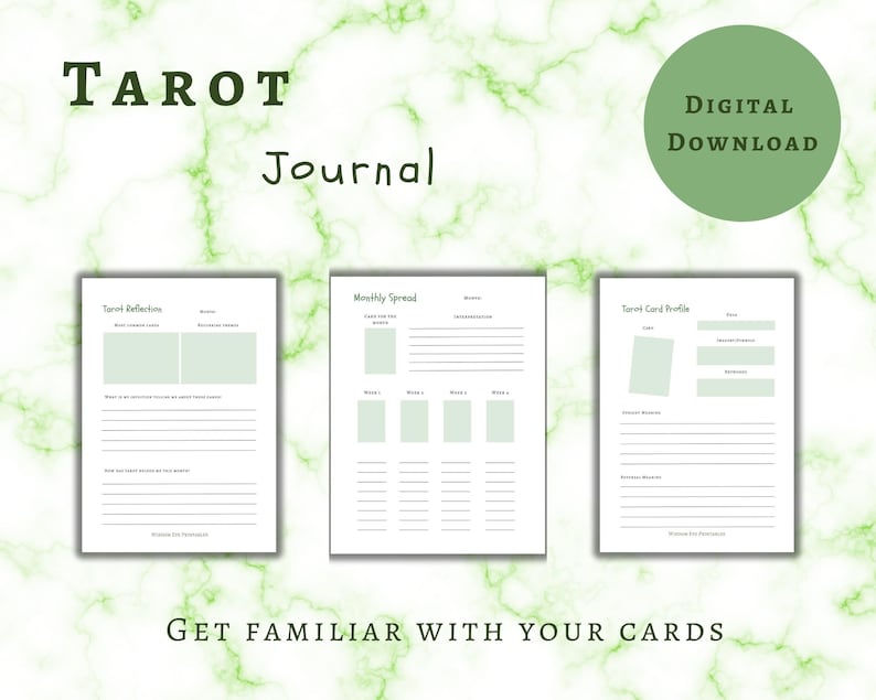 Tarot Journal Printable, Tarot Workbook, Tarot Planner, Tarot Notebook ...