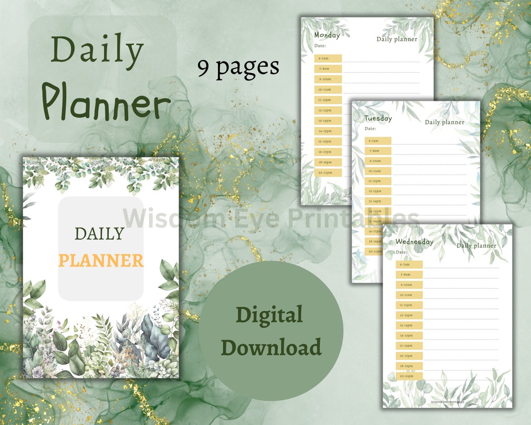 7 Day Printable Planner, Daily Planner Printable, Floral Daily Planner ...