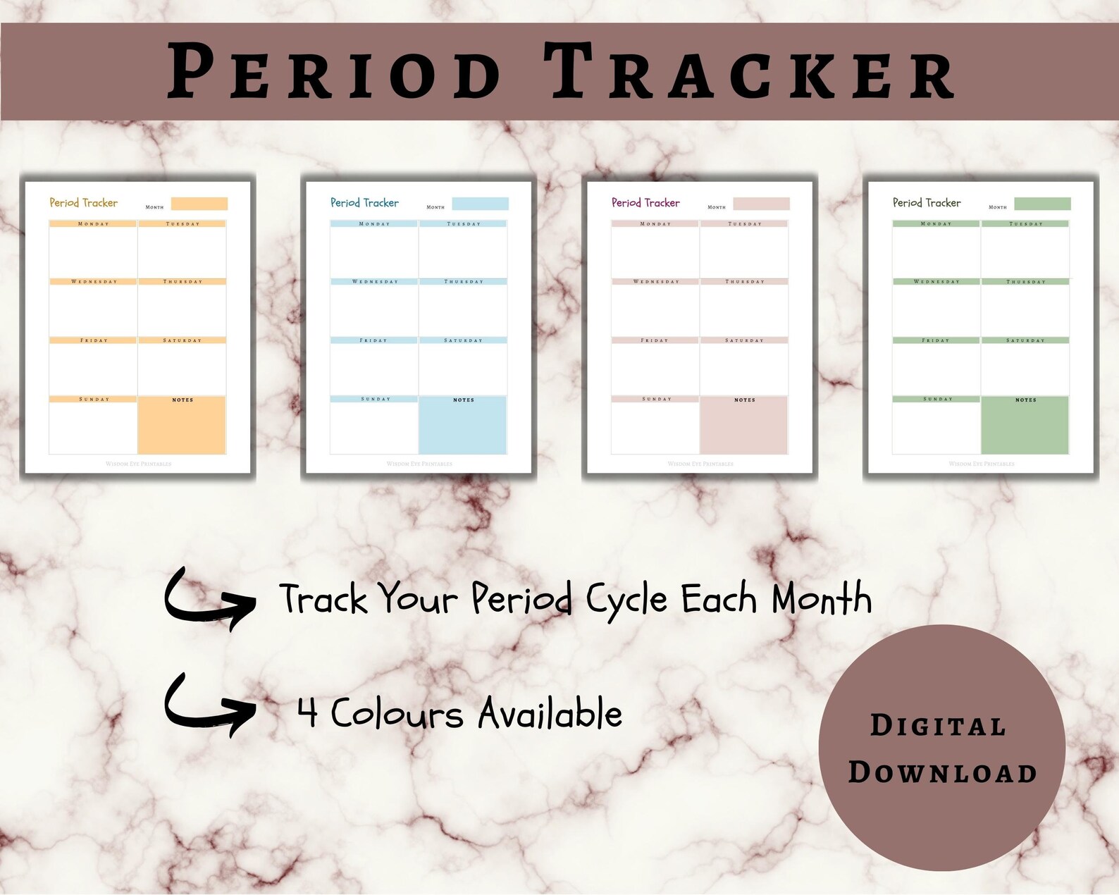 Period Tracker Printable, Period Planner, Period Tracking, Cycle ...
