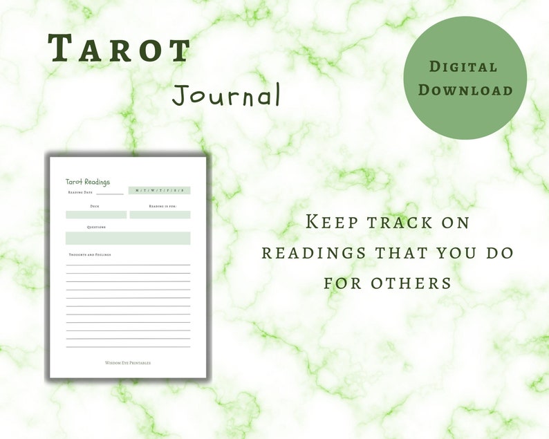 Tarot Journal Printable, Tarot Workbook, Tarot Planner, Tarot Notebook ...