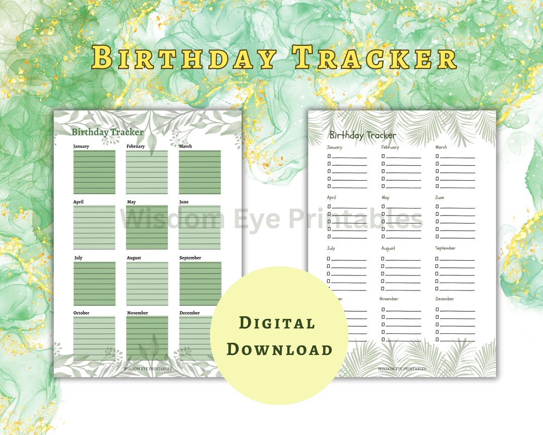 Birthday Tracker Printable, Birthday Planner, Birthday List, Birthday ...
