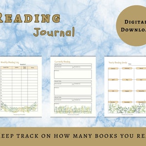 Reading Journal Printable, Reading Journal Digital Download, Reading ...