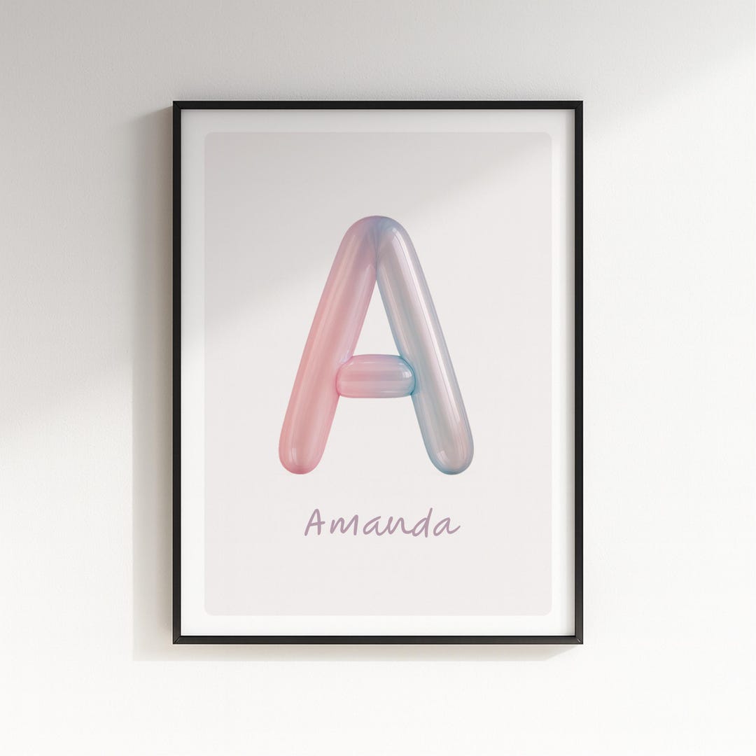 Personalized Balloon Letter Poster | Custom Name Wall Art | Magical ...