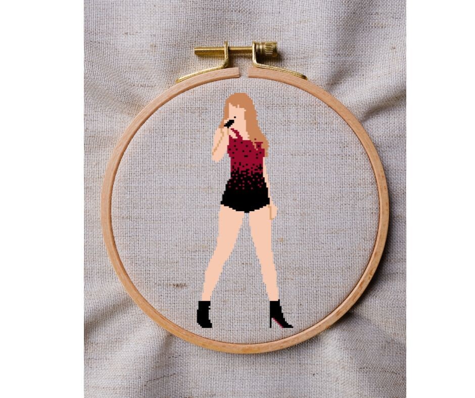 Taylor Swift Outfit Eras Tour Red Black Cross Stitch Pattern. Instant ...