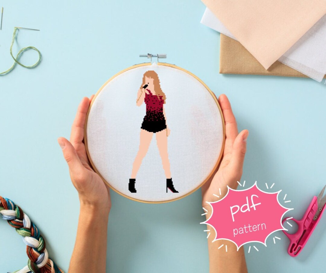 Taylor Swift Outfit Eras Tour Red Black Cross Stitch Pattern. Instant ...