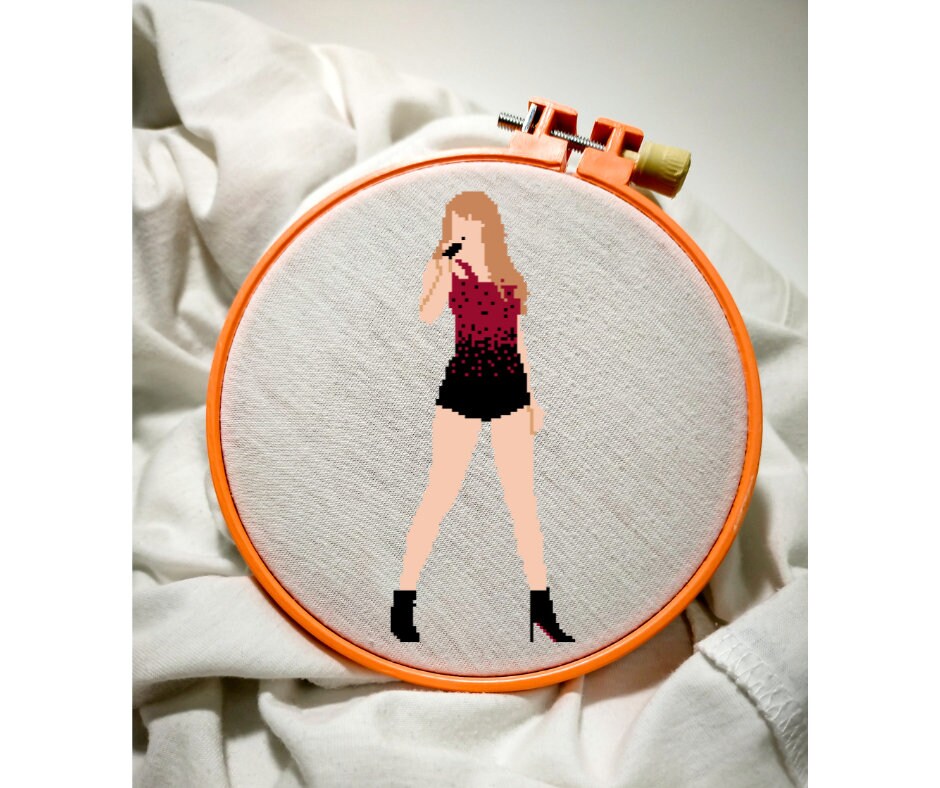 Taylor Swift Outfit Eras Tour Red Black Cross Stitch Pattern. Instant ...