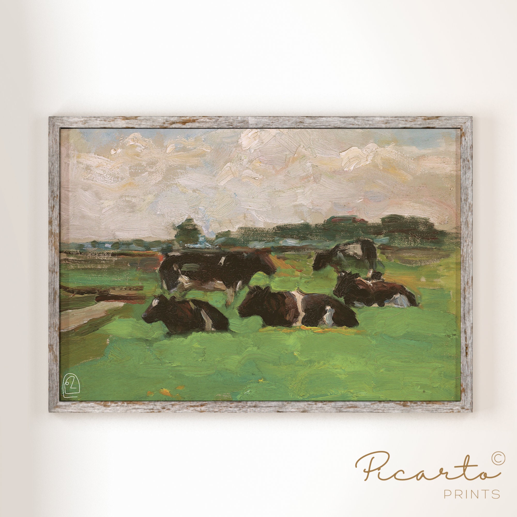 Farmland Cows Painting Art Print Wall Art for Farmhouse - Etsy