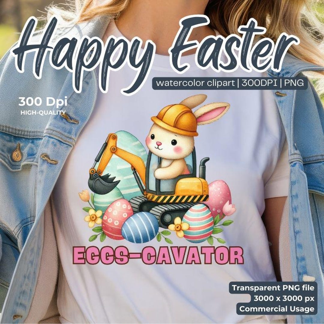 Easter Bunny Excavator PNG Eggs Cavator Clipart Cute Easter ...
