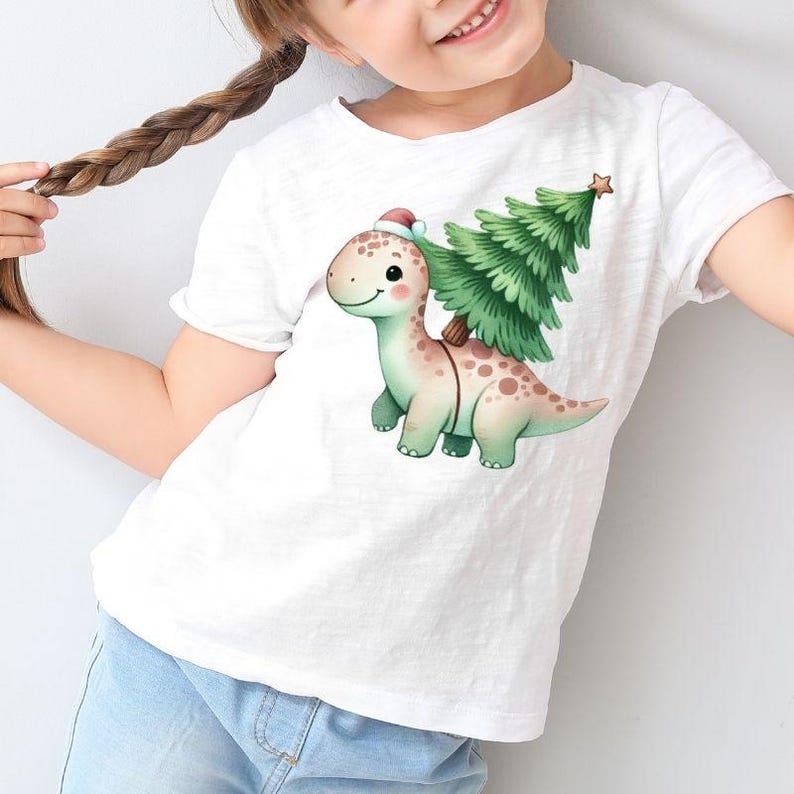 Dinosaur Christmas Clipart | Festive Dino PNG Set (commercial Use ...
