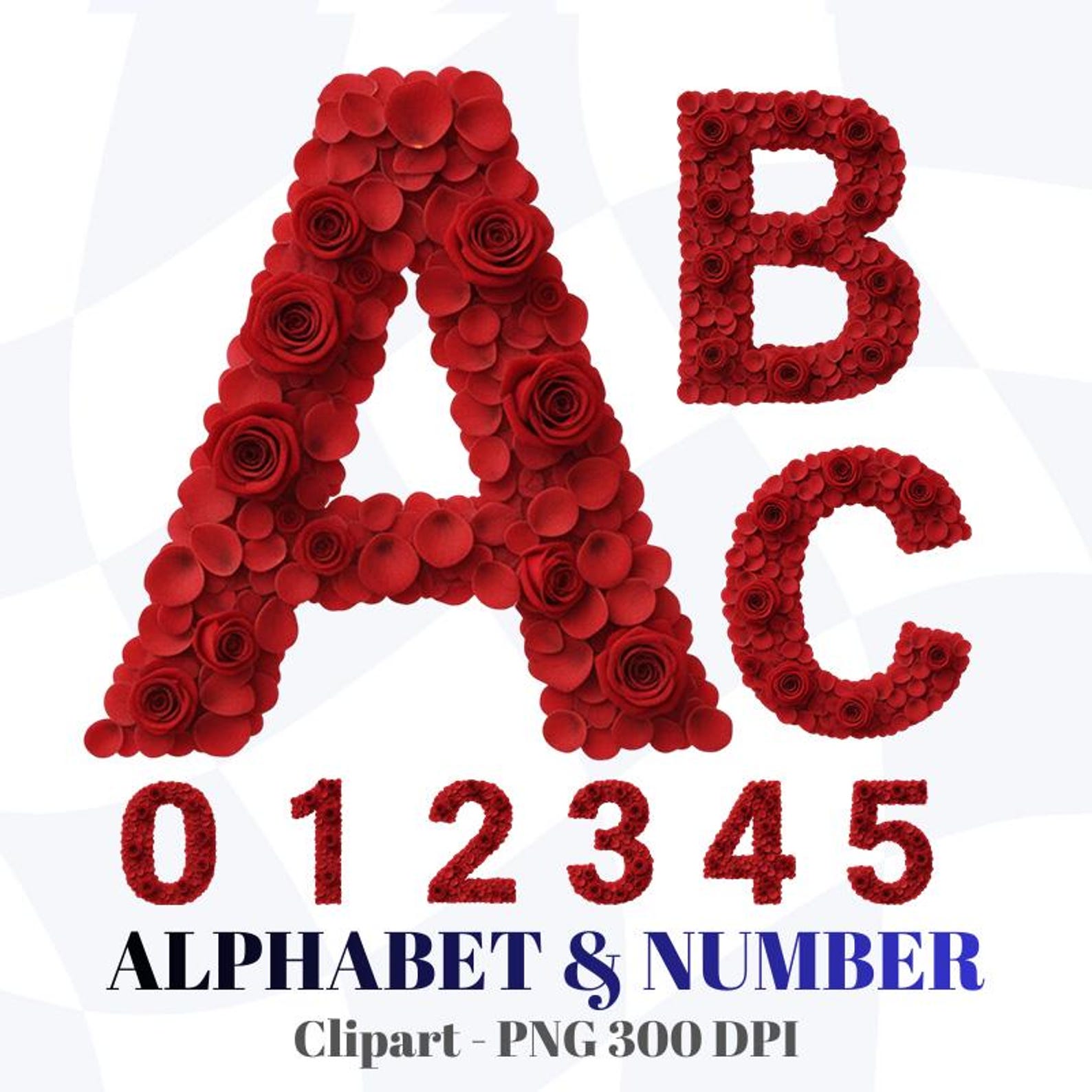 Red Rose Alphabet Clipart Png Letters and Numbers Floral Initials for ...