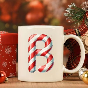 Watercolor Candy Cane Alphabet Clipart Set for Christmas Crafts and ...