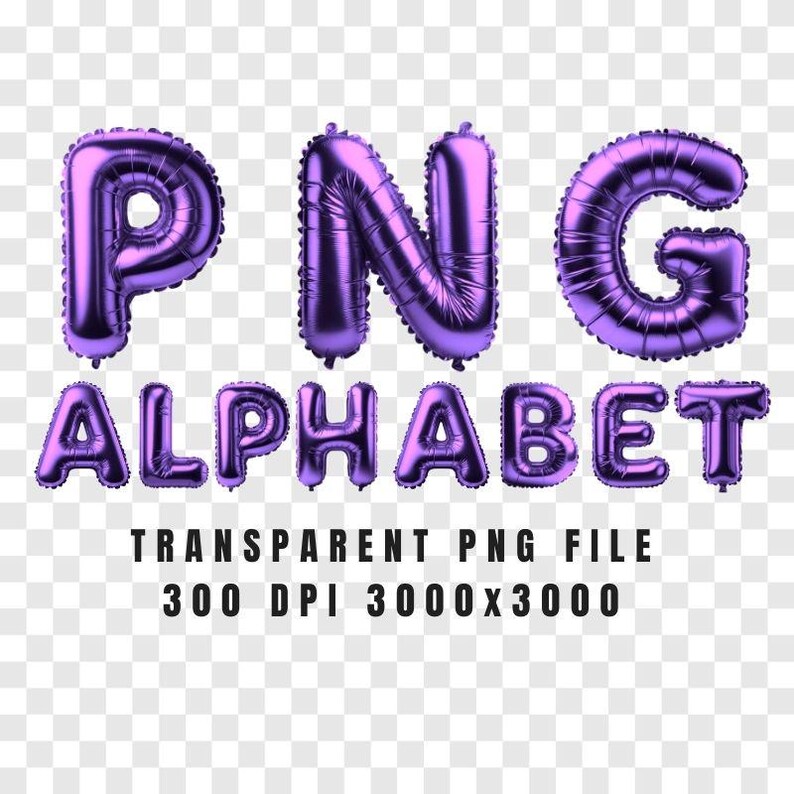 Purple Foil Balloon Alphabet Clipart for Party Designs and Crafts With ...