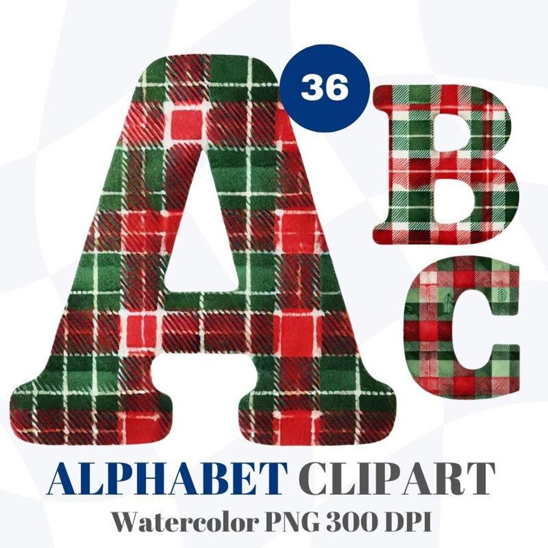 Plaid Alphabet Clipart: PNG A-Z, Numbers (digital Download) - Etsy