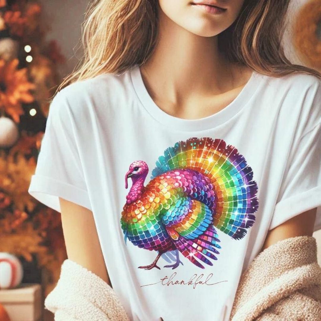 Rainbow Turkey Clipart, Thanksgiving Sublimate Design (PNG) - Etsy