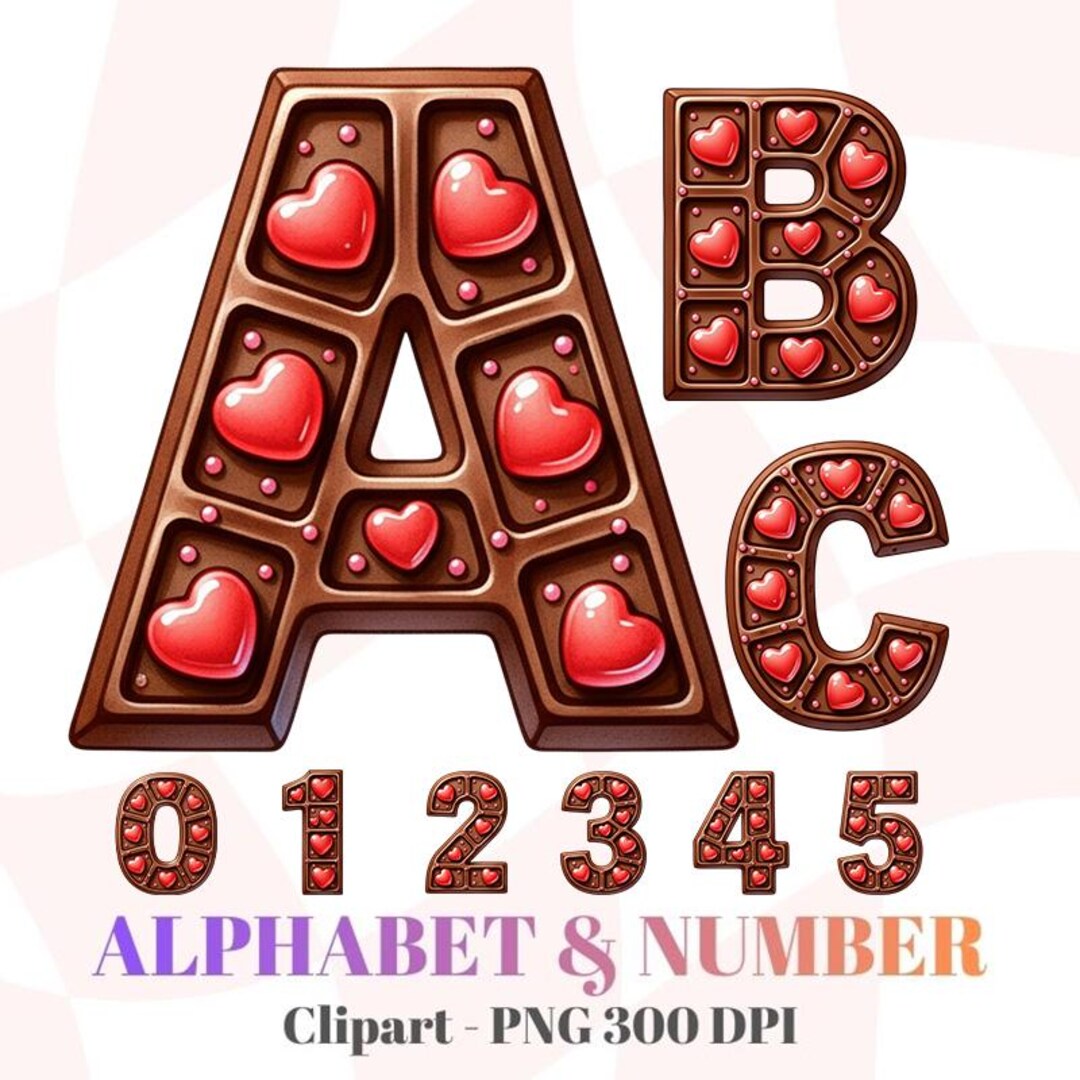 Chocolate Heart Alphabet Clipart, Valentine's Day Candy Letters ...