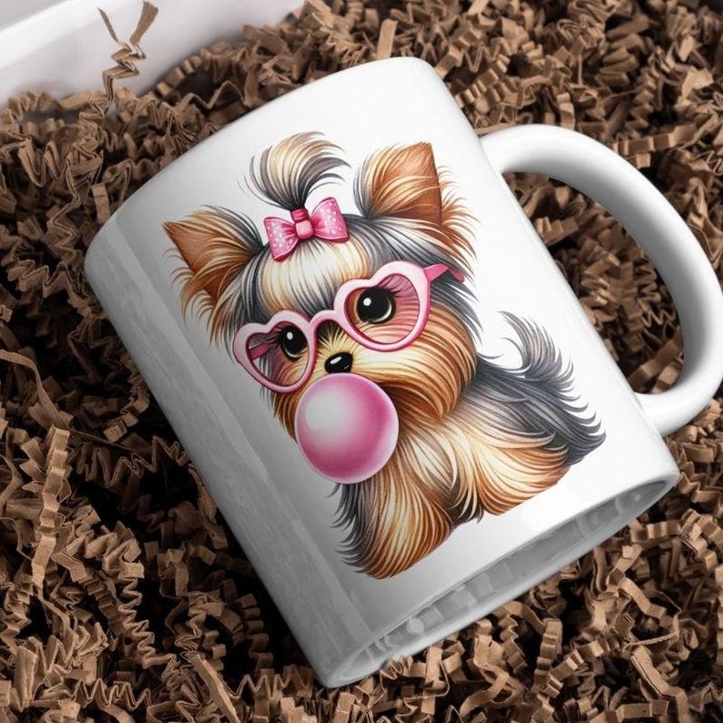 Valentine Yorkie Watercolor Clipart, Cute Dog With Heart Glasses, 300 ...