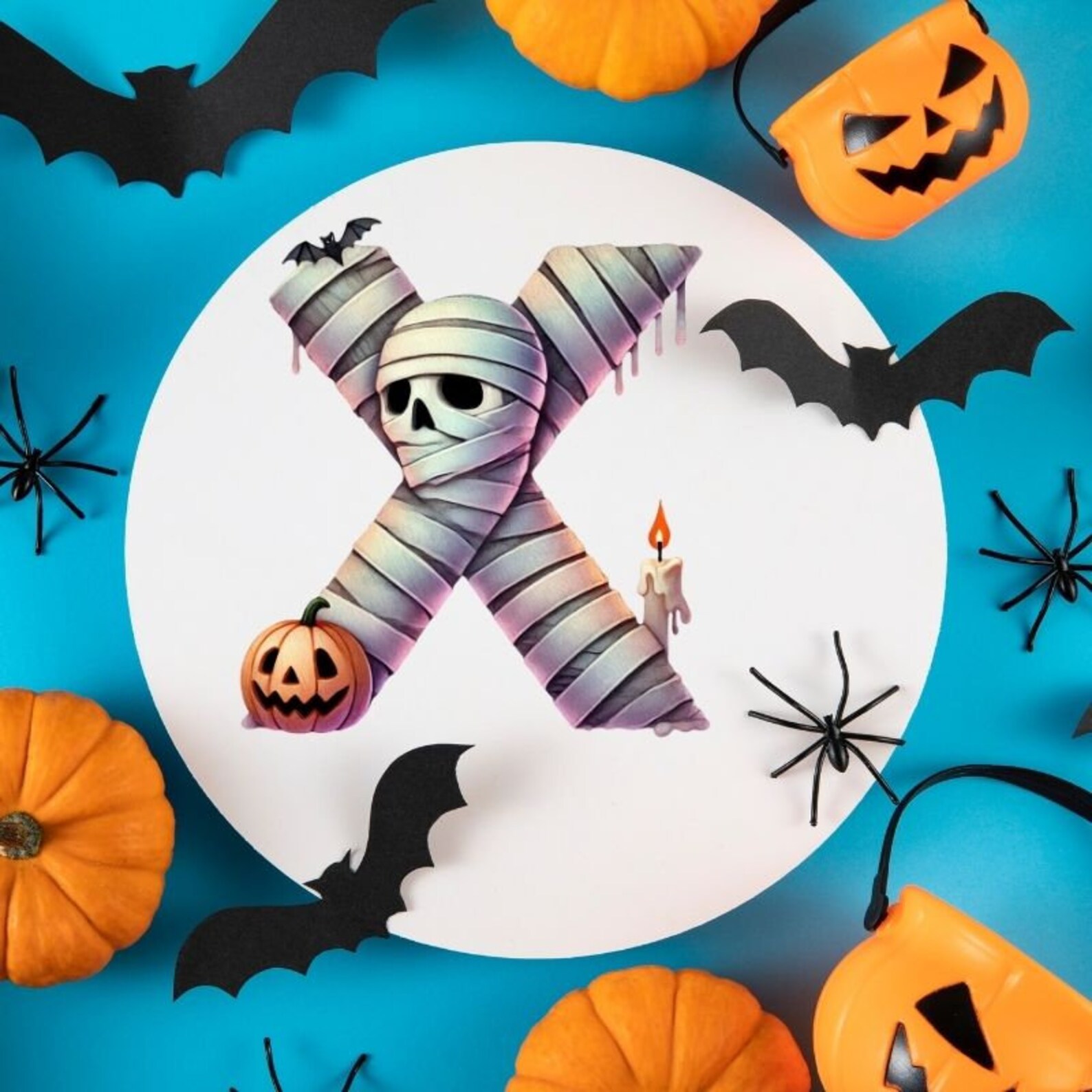 Mummy Alphabet Clipart Watercolor PNG Halloween Letters Cute Mummy for ...