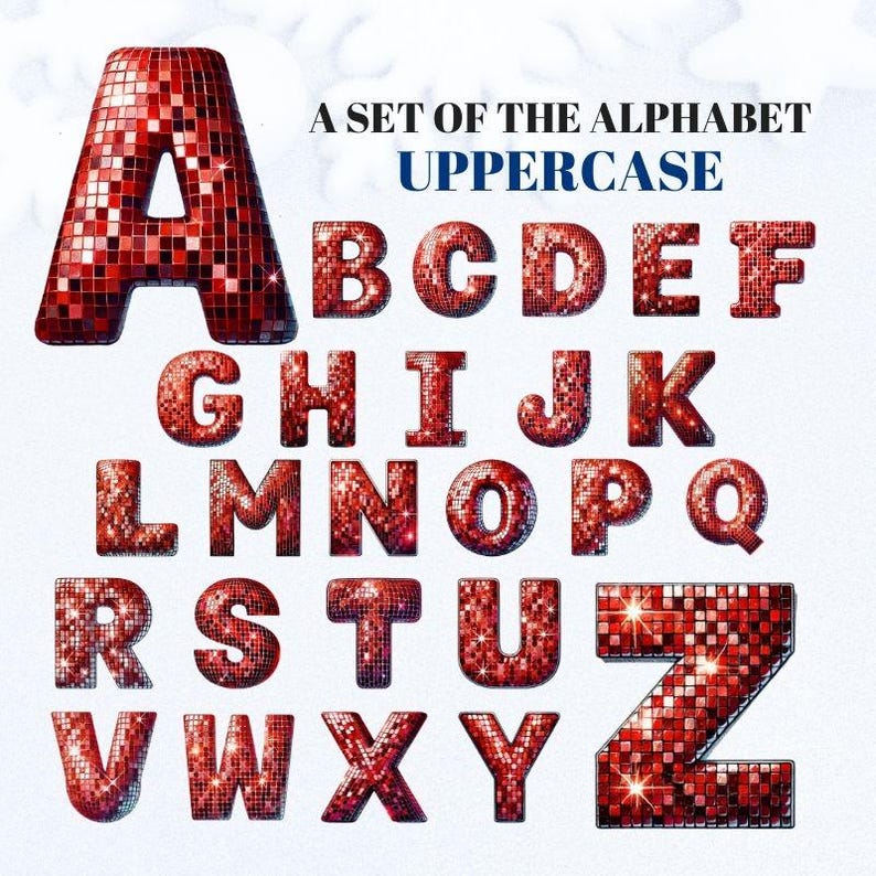 Red Disco Ball Alphabet PNG: Clipart Letters & Numbers (digital ...